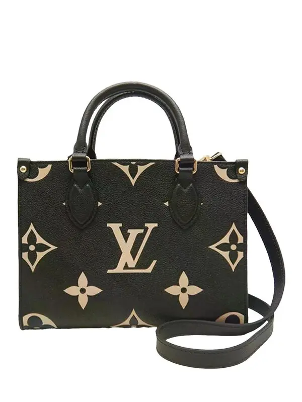 LOUIS VUITTON Bicolor Monogram Empreinte Giant Onthego Pm Satchel - Black