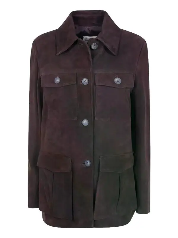 SEMICOUTURE Penny Suede Multi-pocket Jacket - Brown