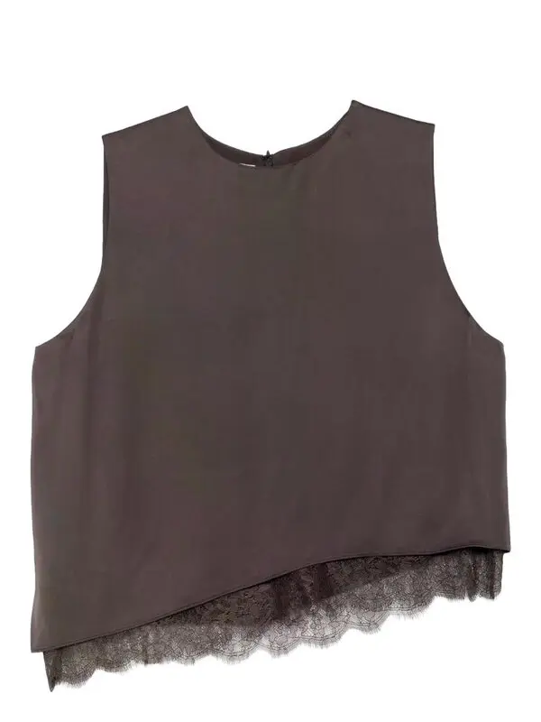 Vince Lace-trim Sleeveless Blouse - Brown