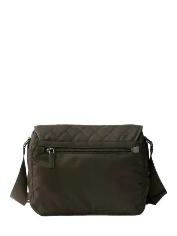 Prada Medium Quilted Re-nylon Shoulder Bag With Saffiano Leather Trim - Green