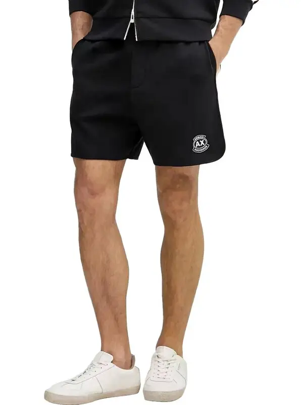 Armani Exchange Logo Patch Side Stripe Shorts - Blue