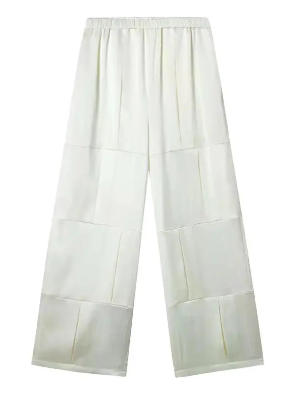 ENFOLD Off- Patchwork Palazzo Pants - White