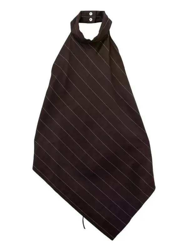 Helmut Lang Asymmetric Hem Pinstripe Top - Brown