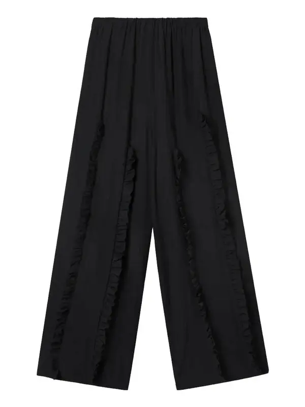 ENFOLD Ruffle Trim Trousers - Black