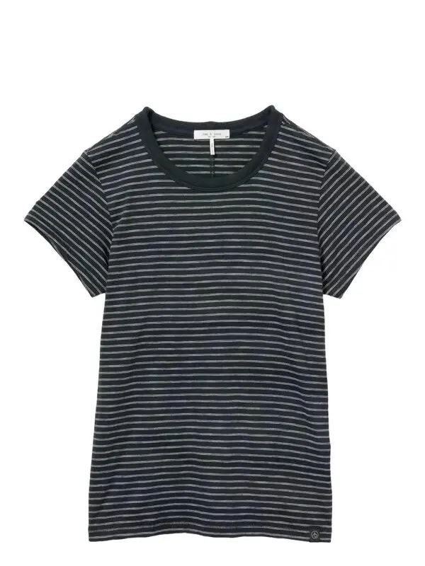 Rag & Bone Slub Striped Crewneck T-shirt - Black