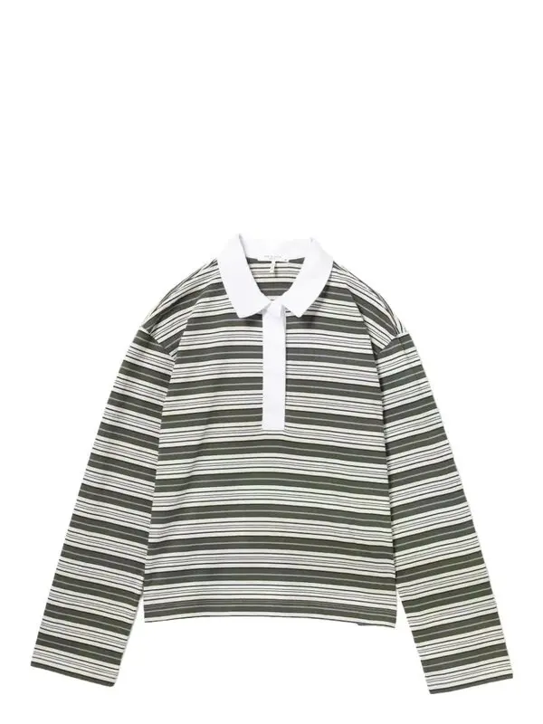 Rag & Bone Striped Long Sleeve Polo Shirt - Green