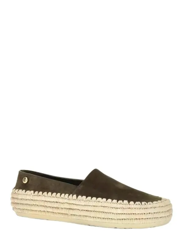 Loewe Suede And Raffia Rio Slippers - Green
