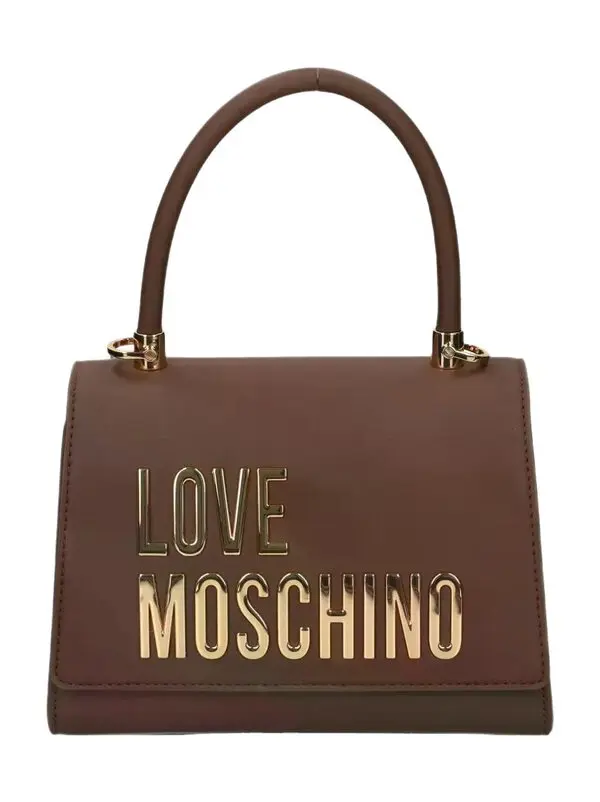 Moschino Logo Plaque Tote Bag - Brown