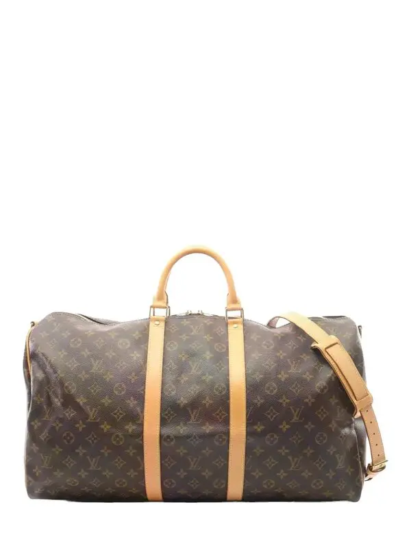 LOUIS VUITTON Monogram Keepall Bandouliere 55 Travel Bag - Brown