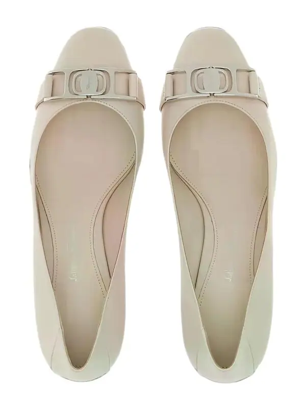 FERRAGAMO Ornament Detail Leather Pumps - Neutrals