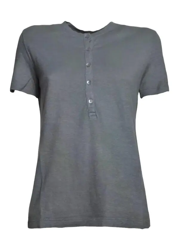 SOLOTRE Short Sleeve T-shirt With Button Placket - Grey