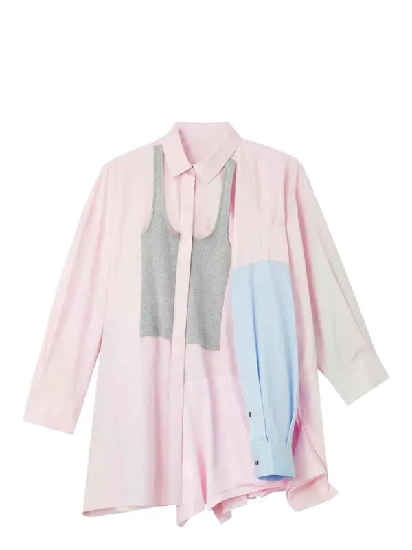 ENFOLD Layered Panelled Shirt - Pink