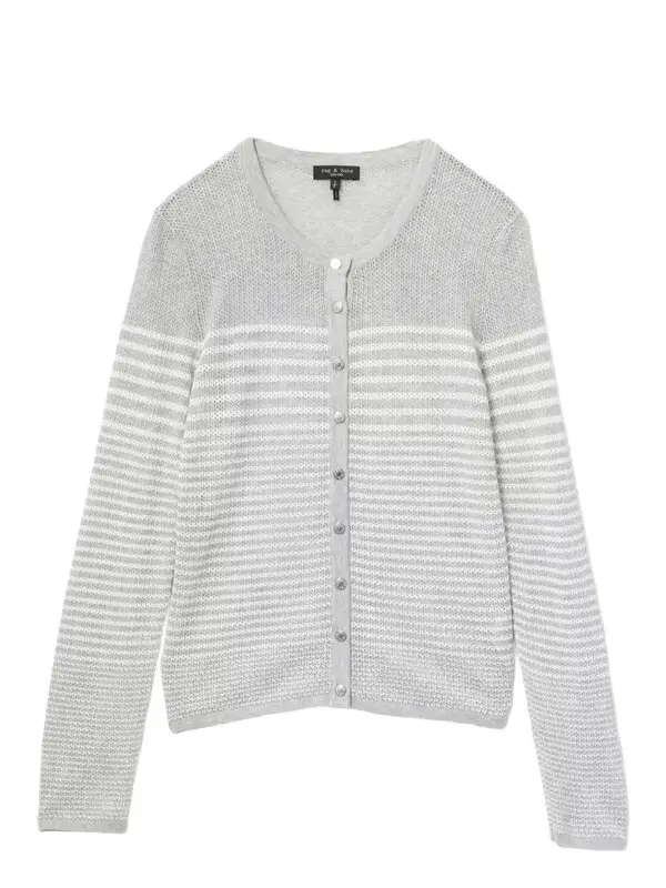 Rag & Bone Striped Pointelle-knit Cardigan - Grey