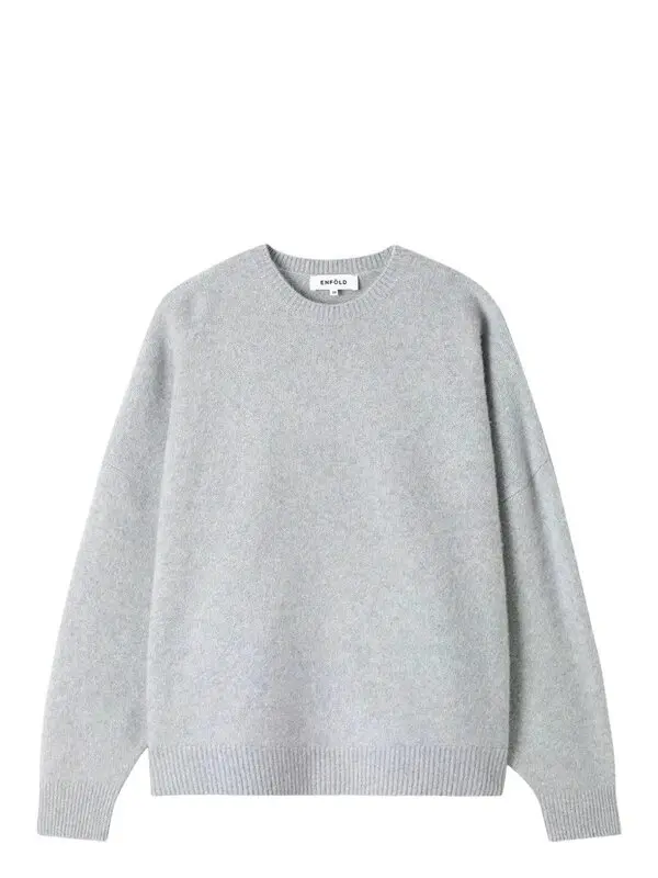 ENFOLD Crew Neck Wool Sweater - Grey