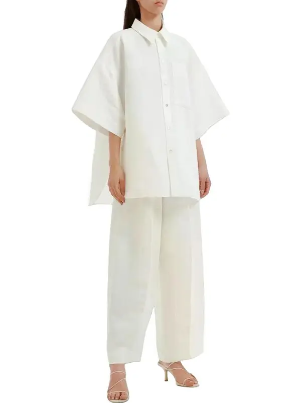 ENFOLD Chest Patch Pocket Oversized Shirt - White