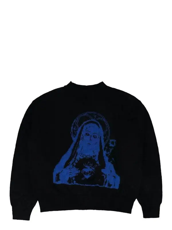 DENIM TEARS Graphic Intarsia Crew Neck Sweater - Black