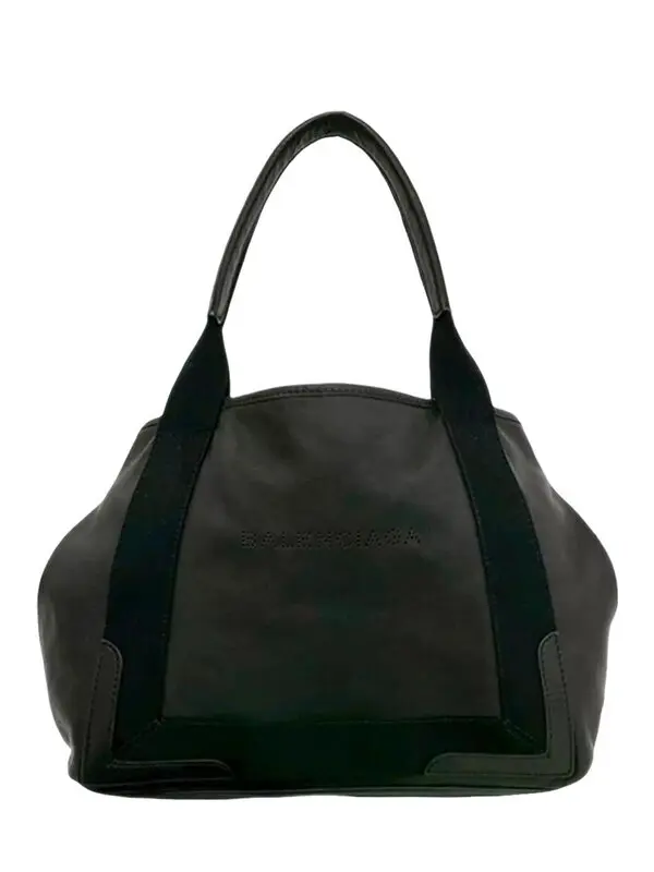 Balenciaga Calfskin Perforated Tote Satchel - Black