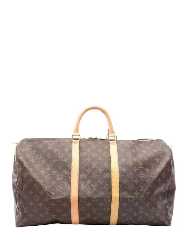 LOUIS VUITTON Monogram Keepall 55 Travel Bag - Brown