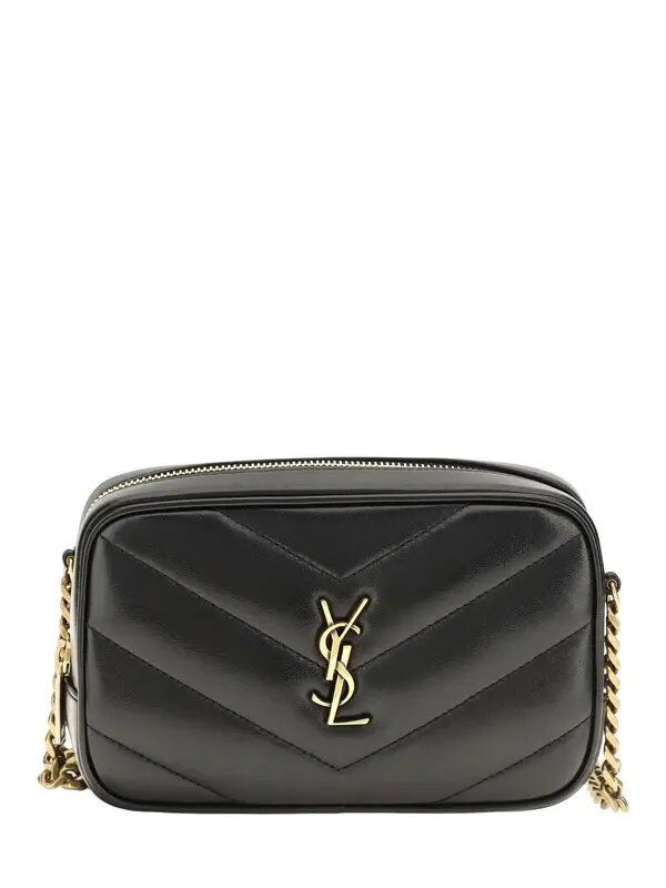 Saint Laurent Lambskin Camera Bag With Chain Strap - Black
