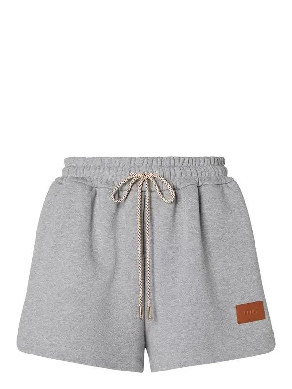 Fendi Cotton Jersey Shorts With Leather Patch - Multicolor