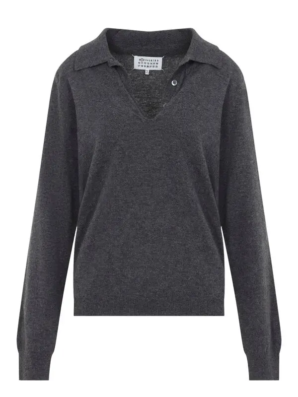 MAISON MARGIELA Lambswool Twist Polo - Gray