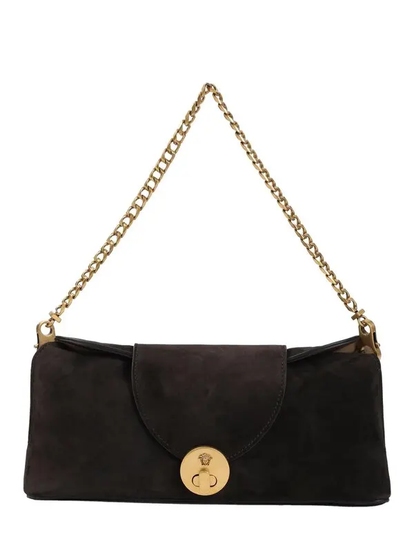 Versace Suede Clutch Bag With Medusa Turn-lock - Brown