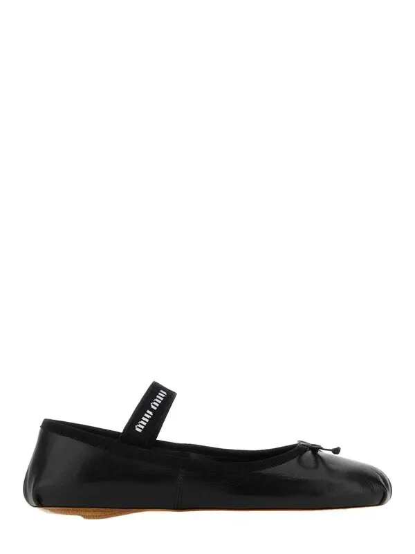 Miu Miu Leather Ballerinas - Black