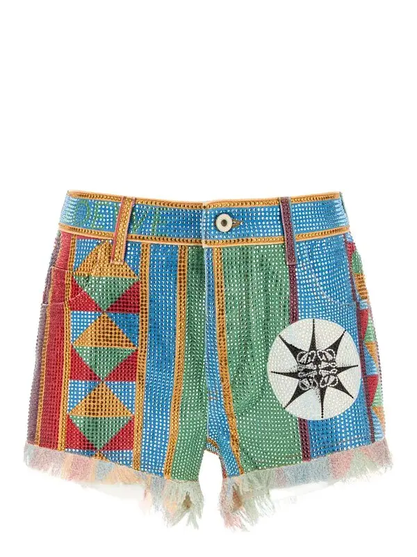 Loewe Embellished Denim Shorts - Multicolor