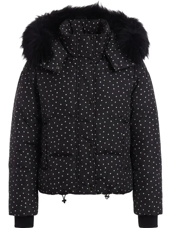 P.a.r.o.s.h Padded Jacket With Star Print And Fur Trimmed Hood - Multicolor