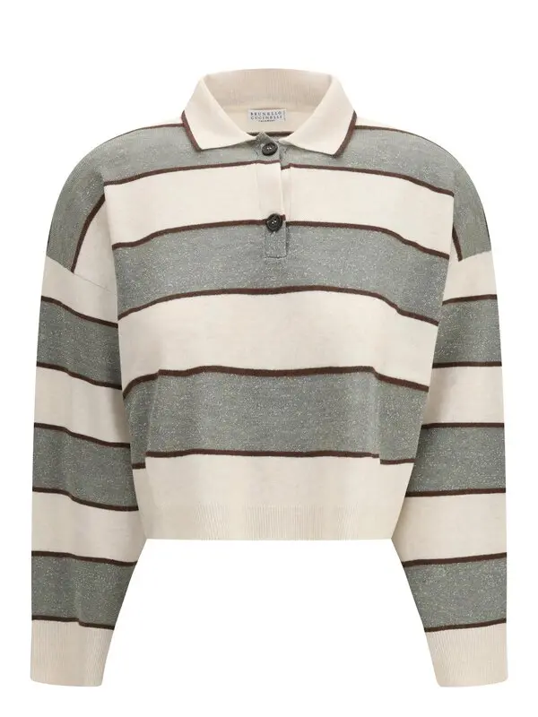 Brunello Cucinelli Striped Knit Polo Shirt - Multicolor