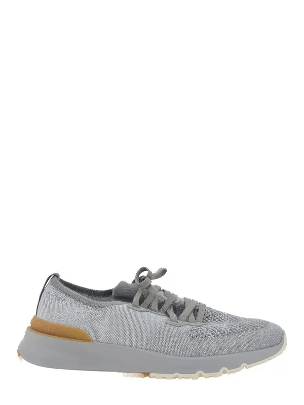 Brunello Cucinelli Cotton Knit Lace-up Sneakers - Gray