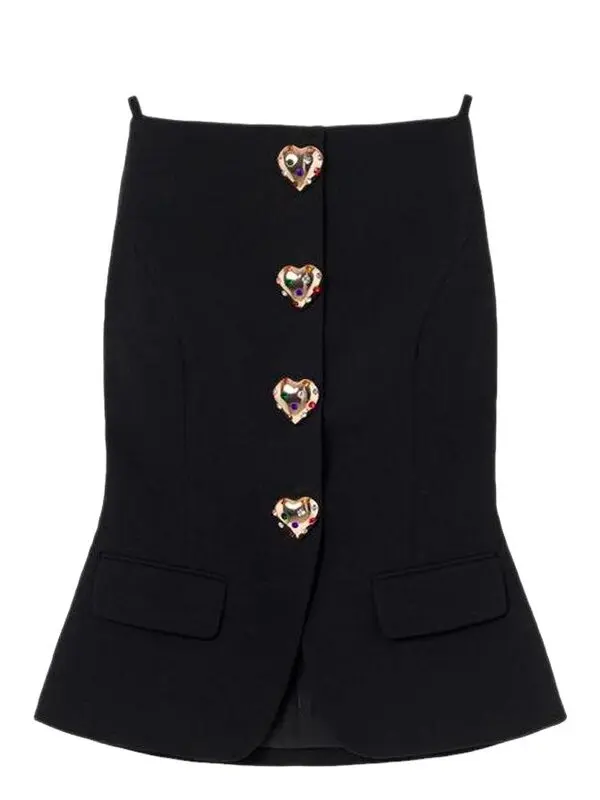 SELF-PORTRAIT Black Wool Crepe Sleeveless Top - Multicolor