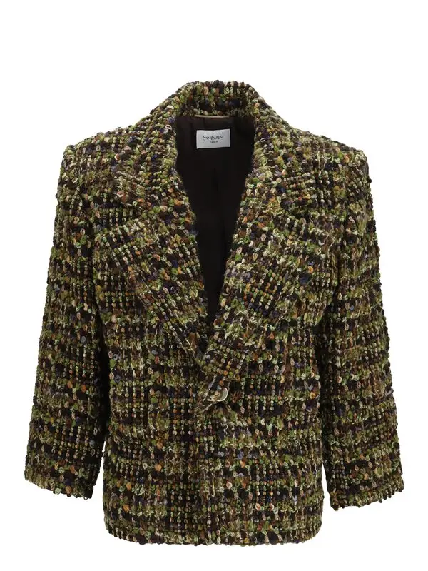 Saint Laurent Tweed Single-breasted Jacket - Multicolor