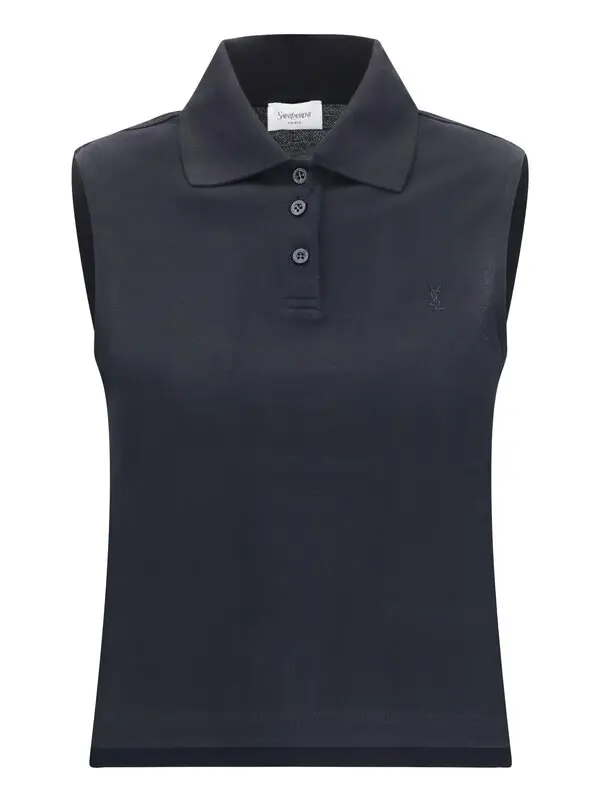 Saint Laurent Cassandre Piqué Polo - Black