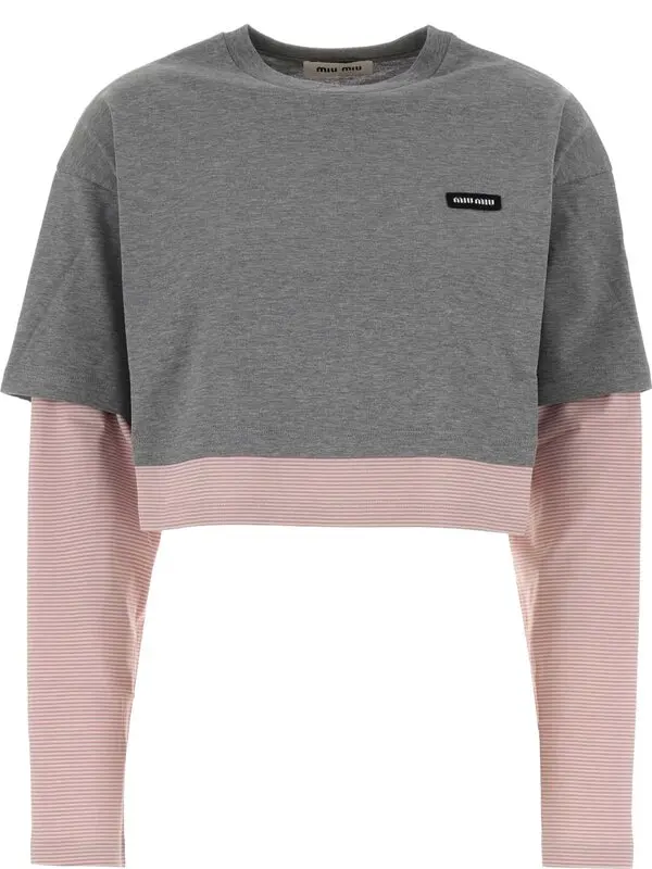 Miu Miu Cotton T-shirt - Gray