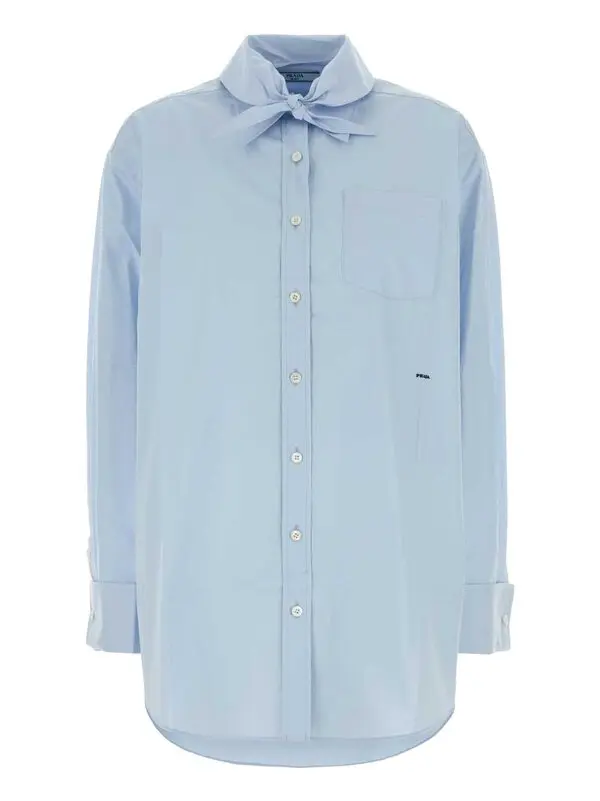 Prada Poplin Shirt With Classic Collar - Blue