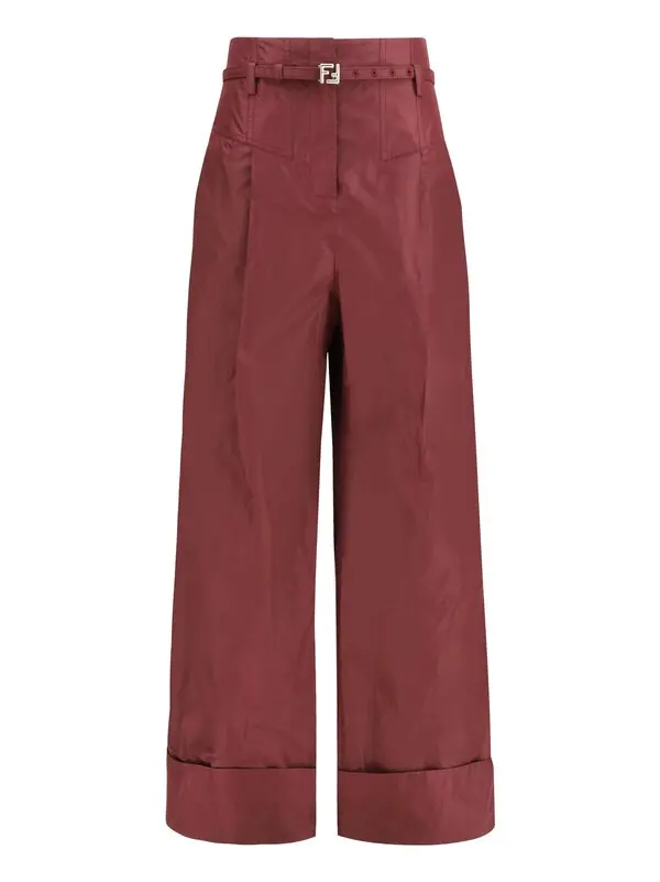 Fendi Taffeta Silk Pants With Belted Waistband - Multicolor
