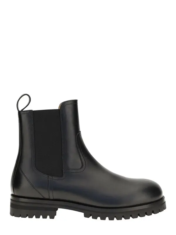 Loro Piana Kent Leather Ankle Boots - Black