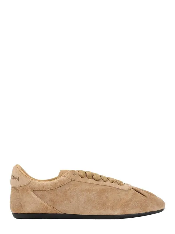 Dolce & Gabbana Beige Suede Low Top Sneakers - Multicolor