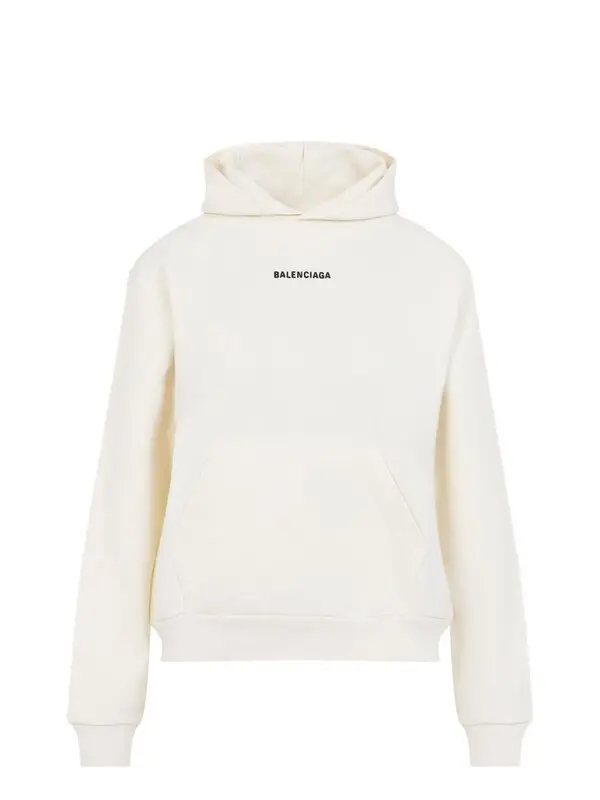 Balenciaga Medium Fit Cotton Fleece Hoodie With Printed Logo - Multicolor