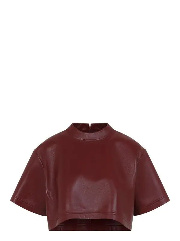 Balenciaga Cropped Leather Top - Red