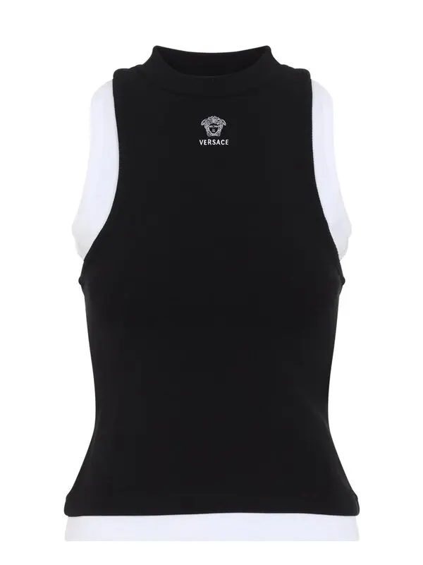 Versace Tank Top With Medusa Logo - Black