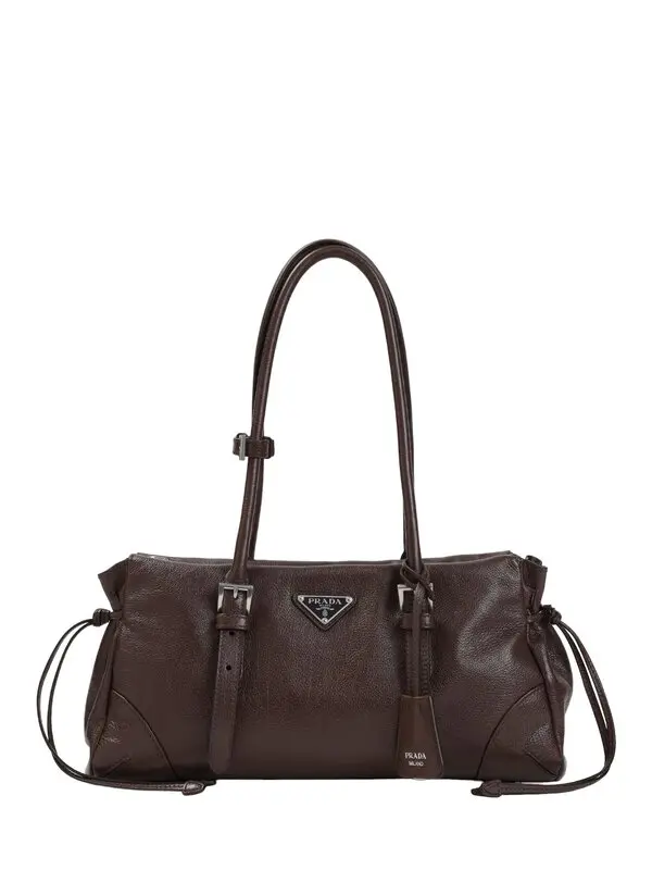 Prada Leather Shopping Bag - Brown