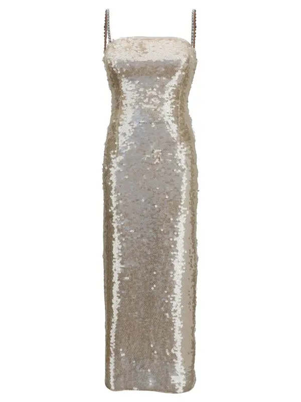 NISSA Sequin Embellished Midi Dress - Gold