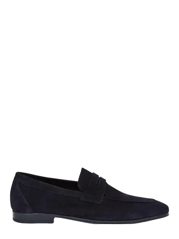 REISS Bray Suede Slip-on Loafers - Navy