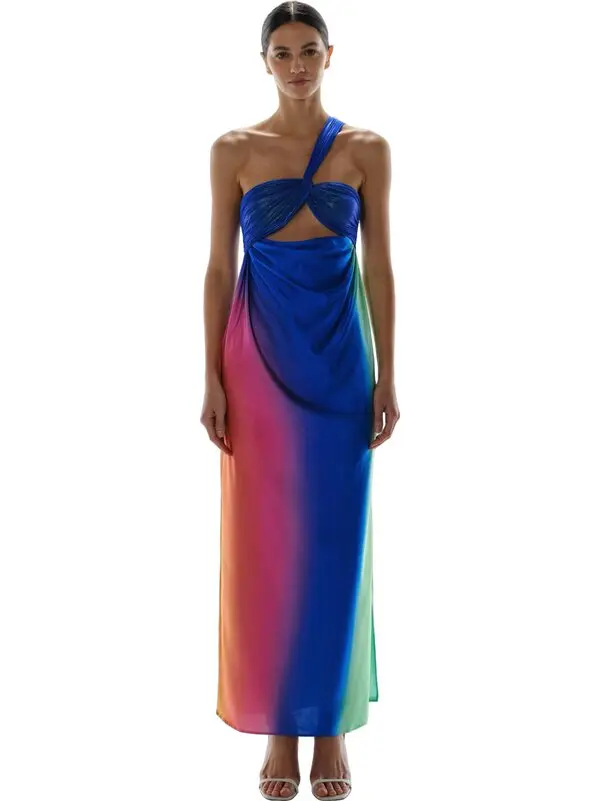 BAOBAB Eliza Maxi Dress One Shoulder Ombre Cut Out Gown - Dawn