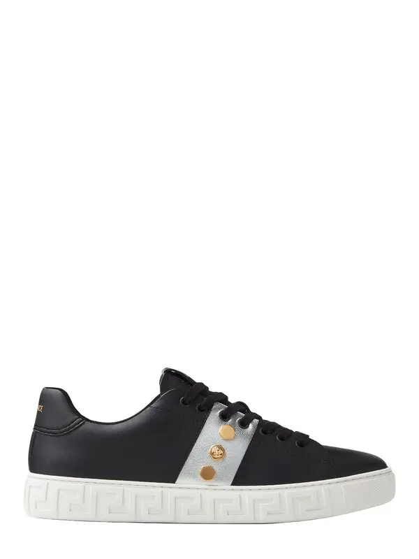 Versace Greca Embellished Sneakers - Black