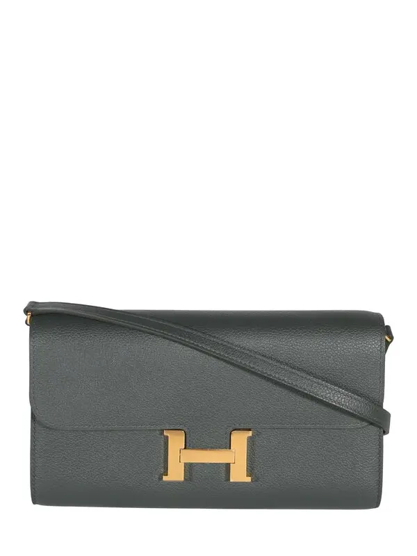 Hermès Constance To Go Wallet In Vert Mangrove Evercolor With Gold-tone Hardware - Green
