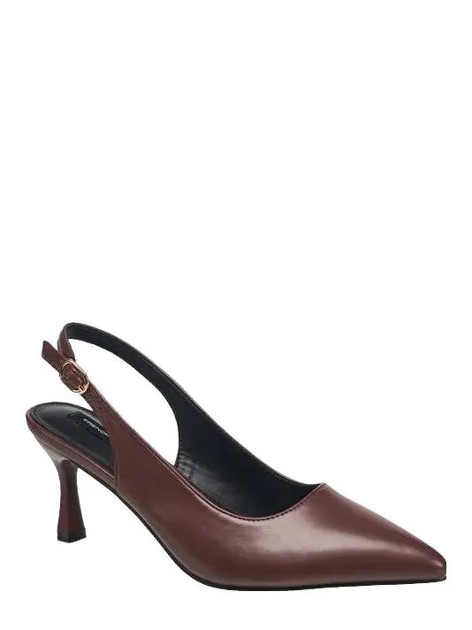 French Connection Brenna Kitten Heel Slingback Pumps - Chocolate