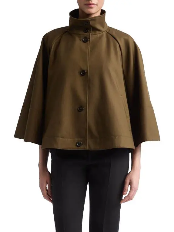 Max Mara Fulcro Water Repellent Cotton Gabardine Cape - Kaki